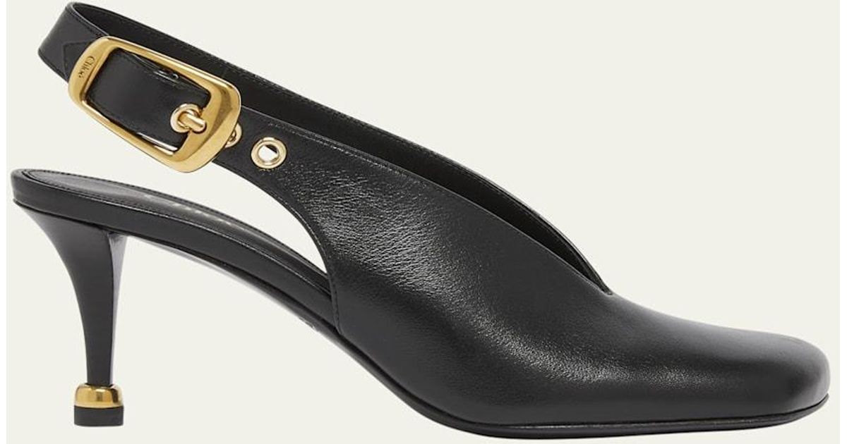 Chloé Andrea Leather Slingback Pumps in Natural | Lyst