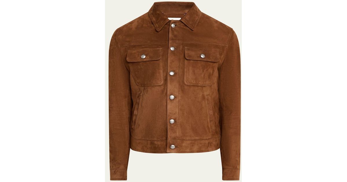Ralph Lauren Luxe Suede Trucker Jacket in Brown for Men | Lyst