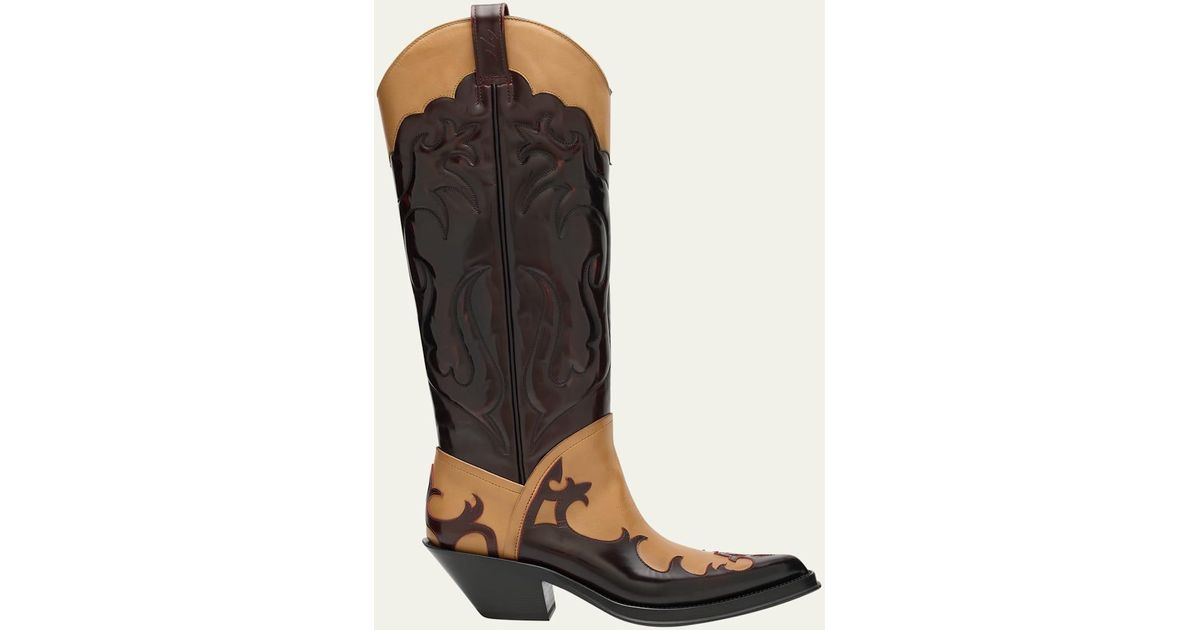 Gabriela Hearst Capitano Tall Bicolor Leather Cowboy Boots in Black | Lyst