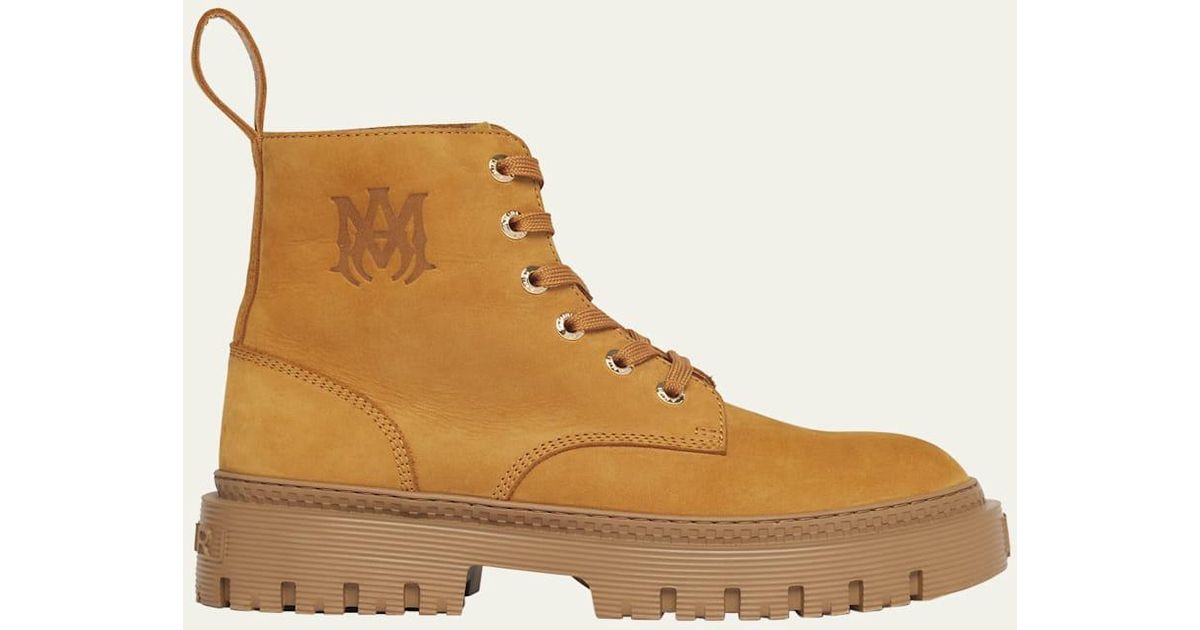 Amiri Ma Jumbo Leather Lace-Up Boots in Natural for Men | Lyst
