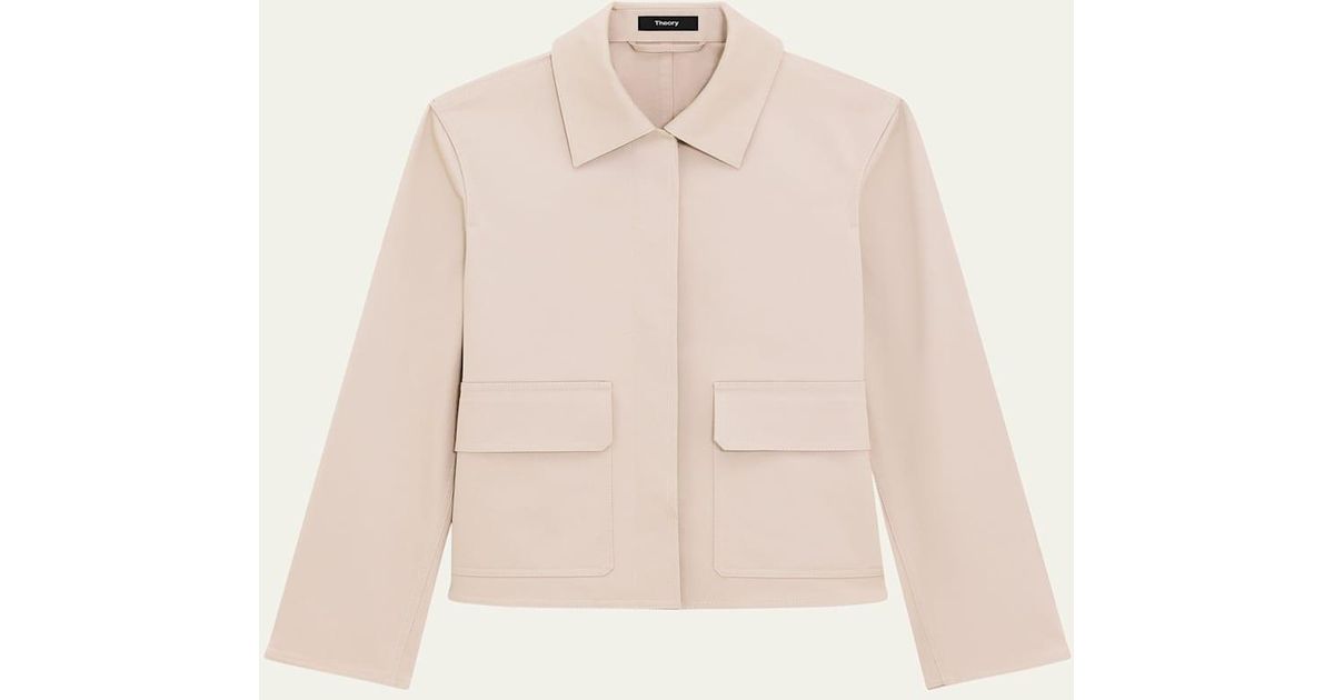 Theory Short Boxy Trench Jacket in Natural | Lyst