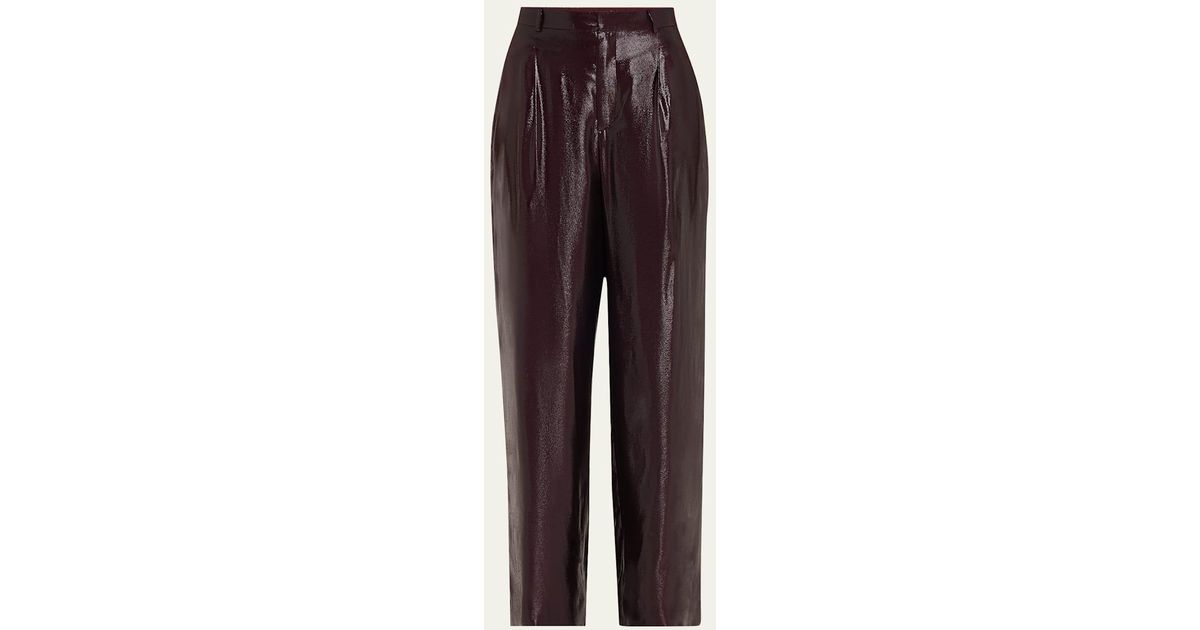 Indress Shiny Metallic Wide Leg Pants | Lyst