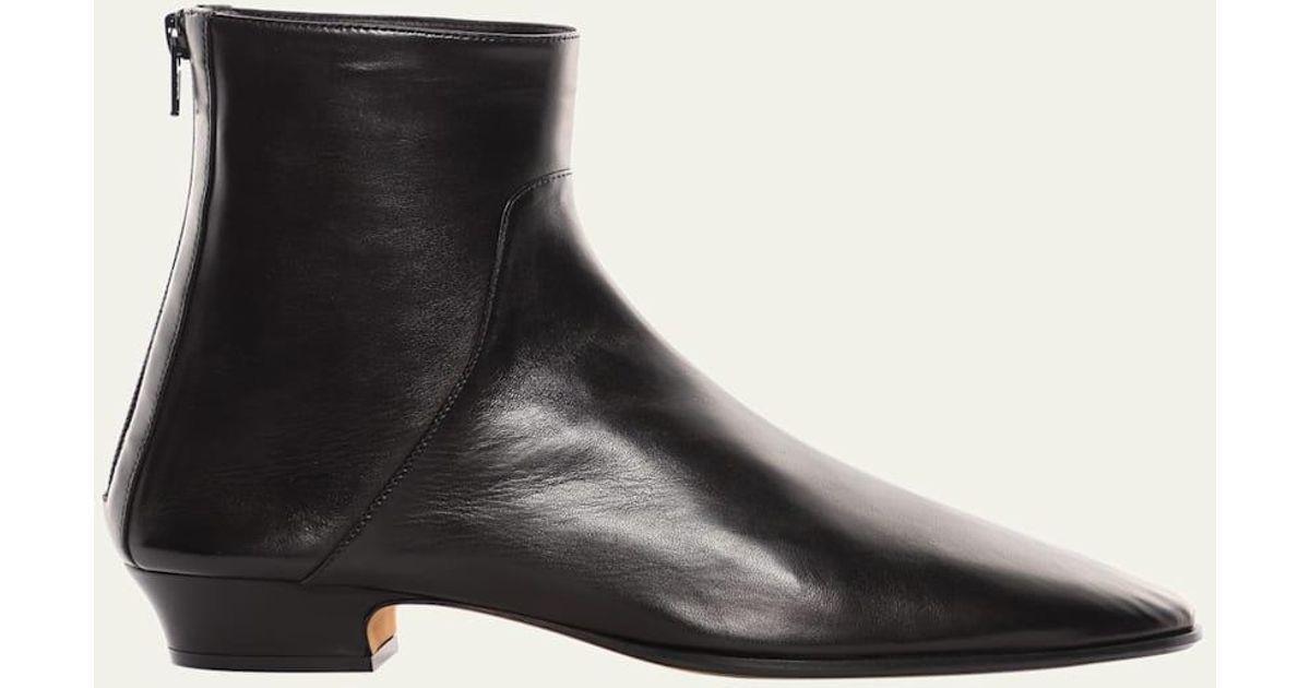 The Row Awar Leather Ankle Booties in Black | Lyst