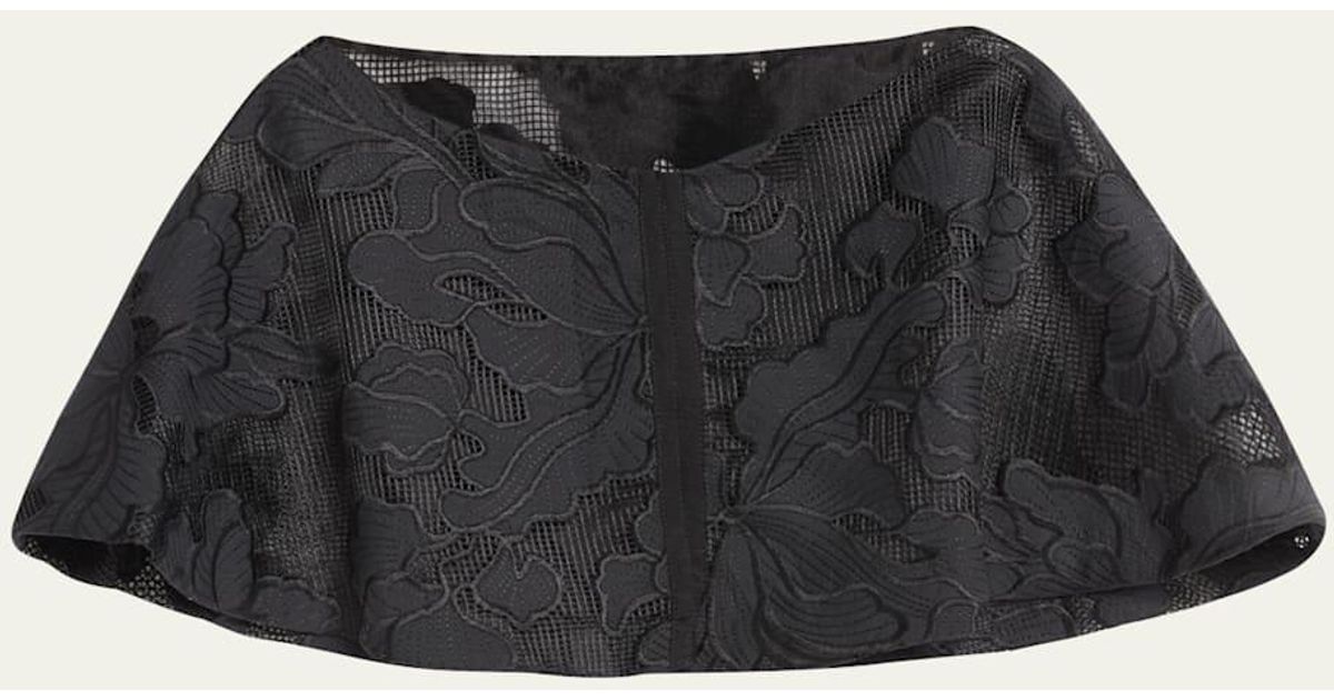 Lela Rose Guipure Lace Reversible Capelet in Black | Lyst
