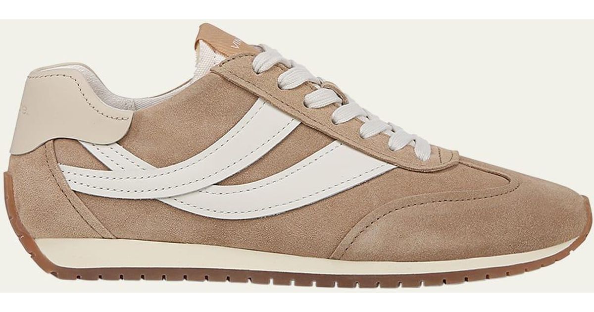 Vince Oasis Mixed Leather Retro Sneakers in Natural | Lyst