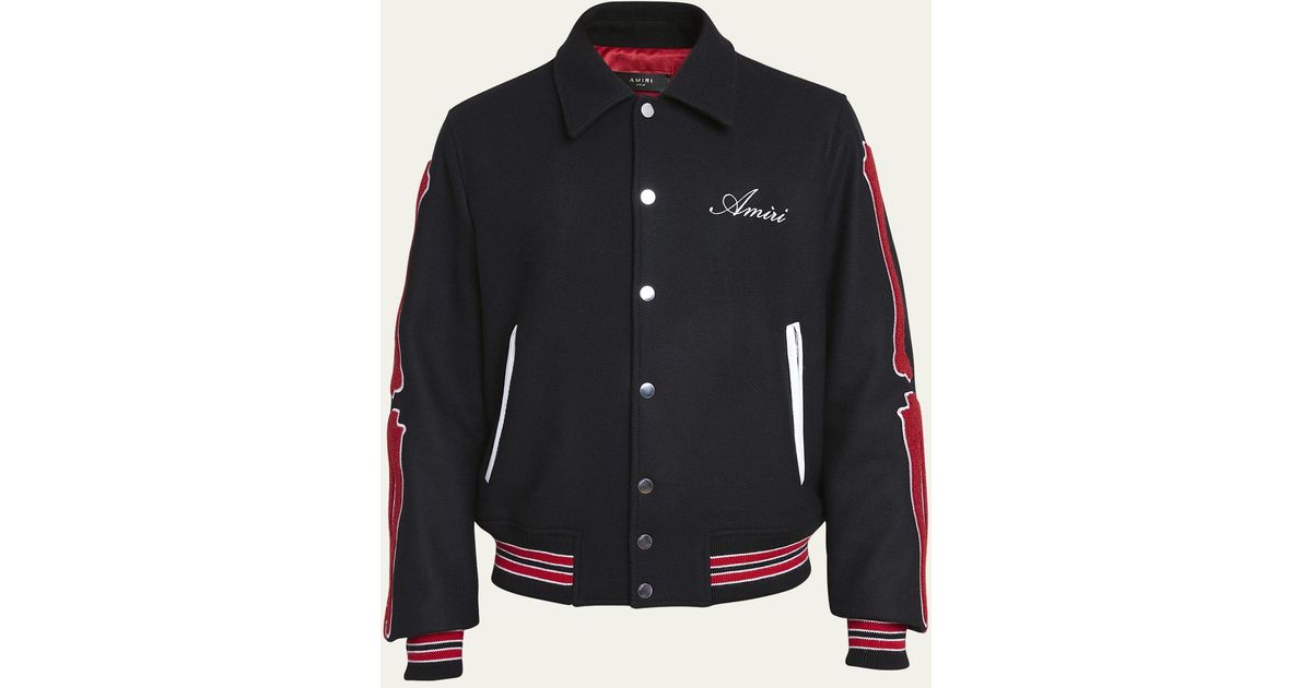 Amiri Chenille Bones Varsity Jacket in Blue for Men | Lyst