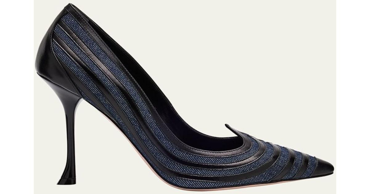 Roger Vivier I Love Vivier Bicolor Stripe Pumps in Blue | Lyst