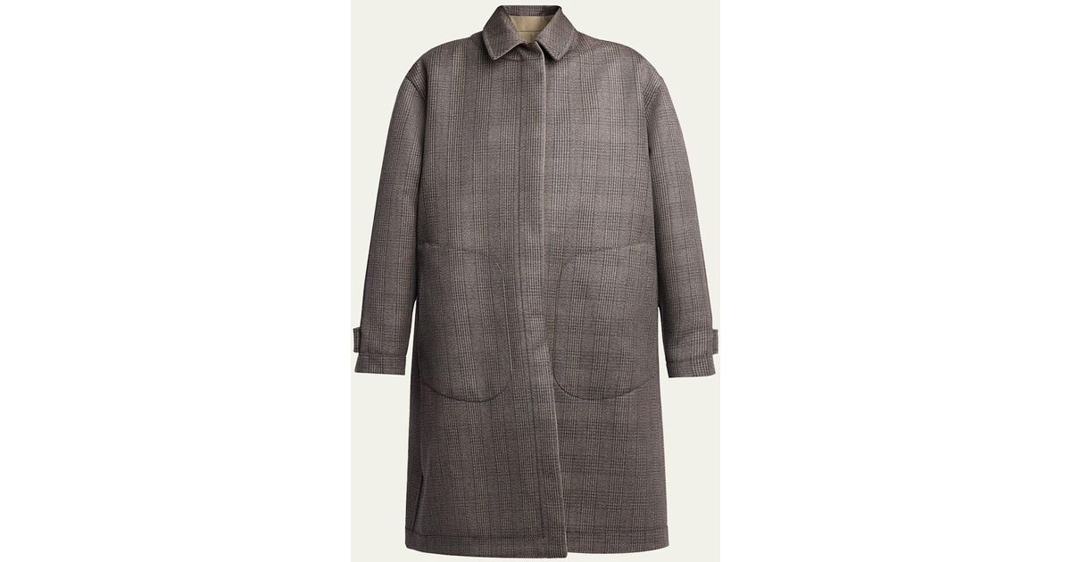 The Row Palomar Check Reversible Coat in Gray | Lyst