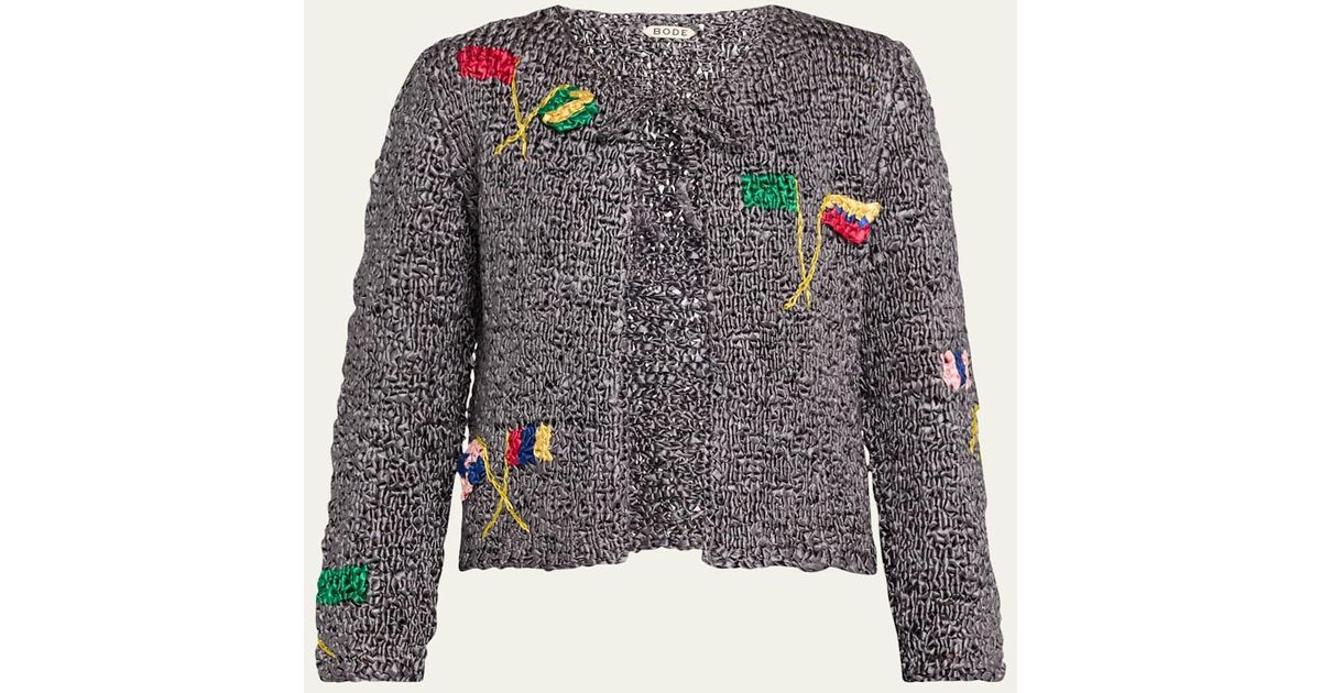 Bode Promenade Raised Flag Crochet Cardigan | Lyst