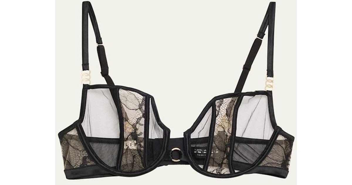 LIVY Adorn Lace & Silk Satin Balconette Bra in Natural | Lyst