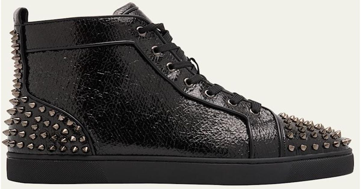 Christian Louboutin Lou Spikes 2 Leather High-Top Sneakers in Black for ...