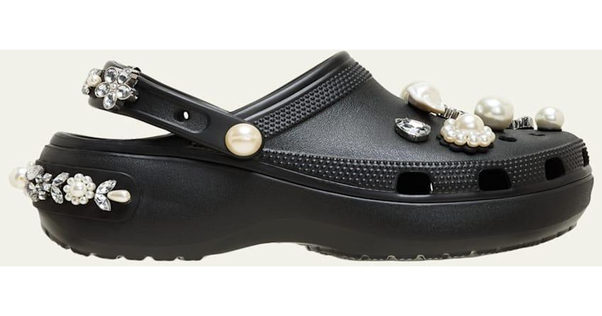 Simone Rocha x Crocs Embellished Classic Platform Clogs in White | Lyst