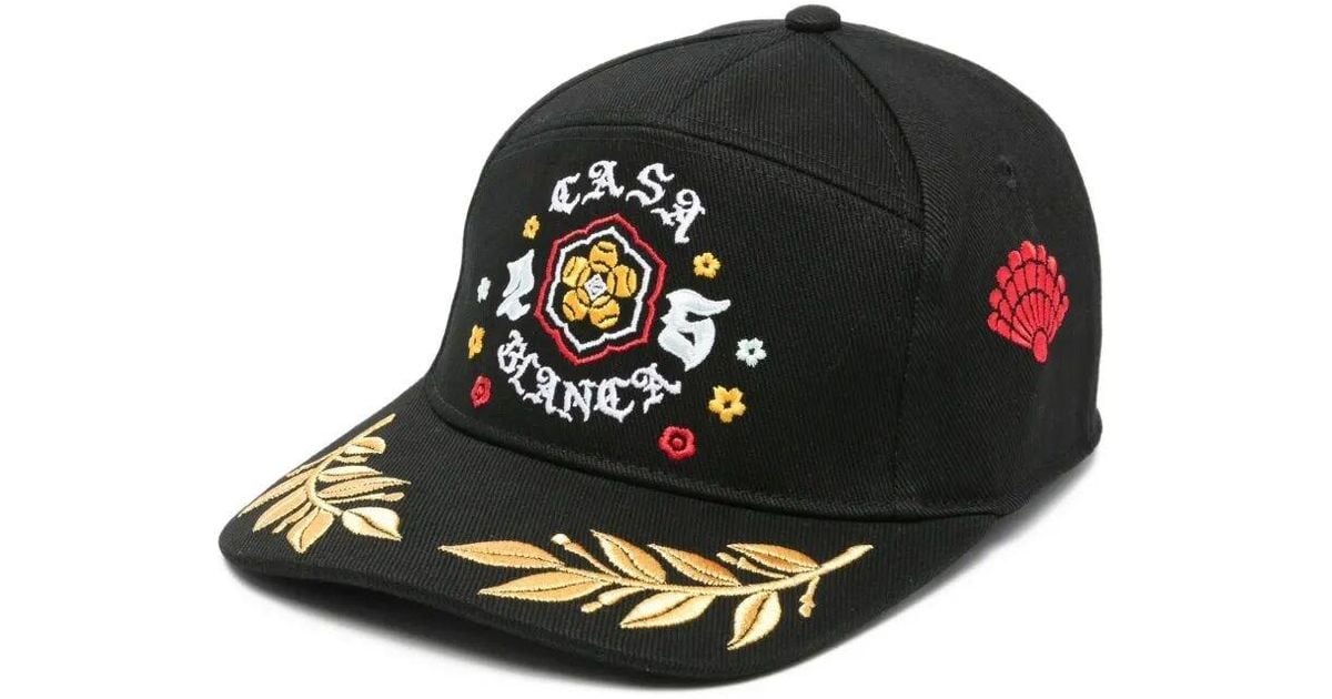CASABLANCA "Bosozuku Laurel" Embroidered Cap in Black for Men | Lyst UK