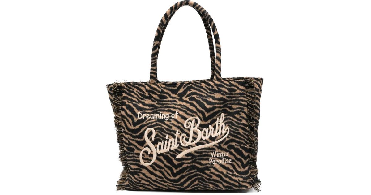 Mc2 Saint Barth 'Vanity' Mini Felt Zebra Handbag in Black | Lyst UK