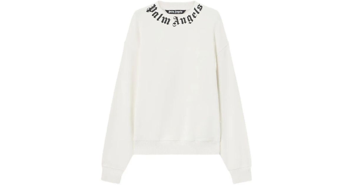 Palm Angels Neck Logo Regular Crew in White for Men | Lyst UK