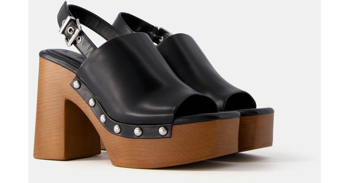 Bershka High-Heel Studded Platform Clogs in Black | Lyst