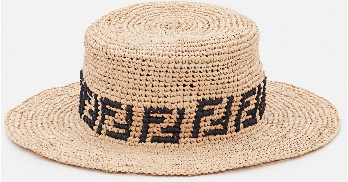 Fendi Ff Logo Raffia Hat in Beige (Natural) | Lyst
