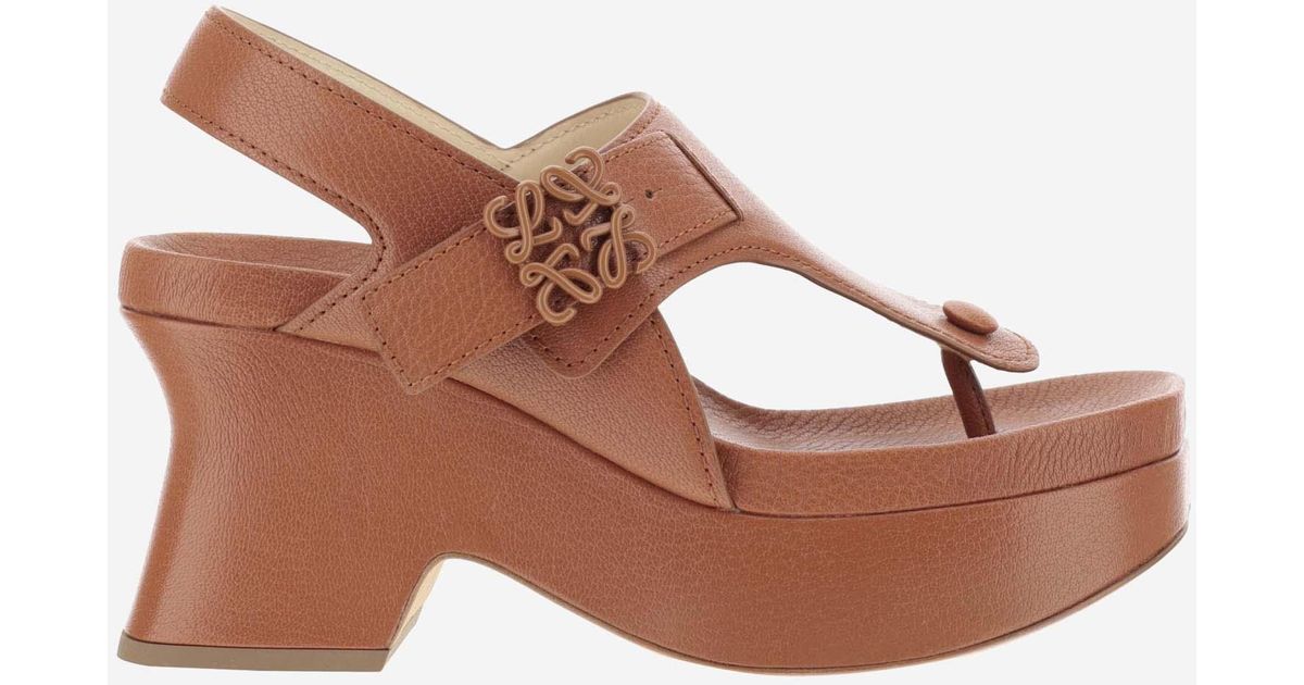 Loewe Ease Leather Sandals in Brown | Lyst