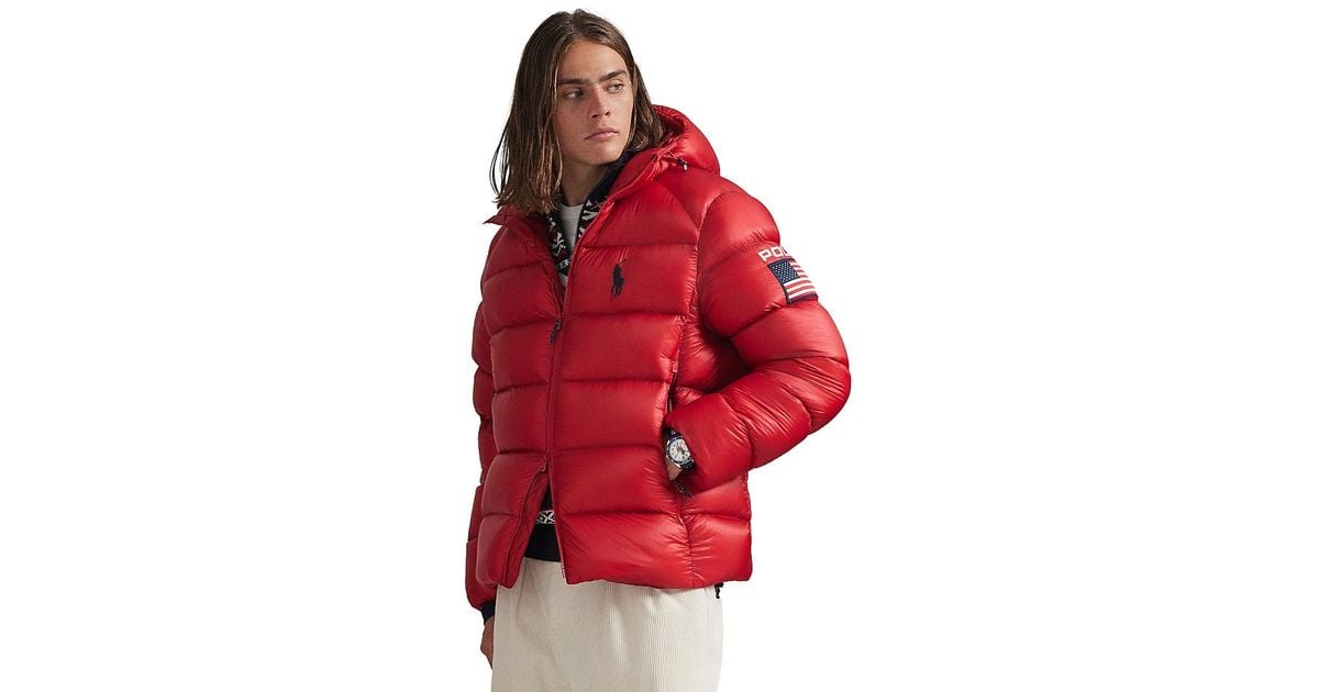 Polo Ralph Lauren The Hawthorne Flag Down Jacket in Red for Men | Lyst