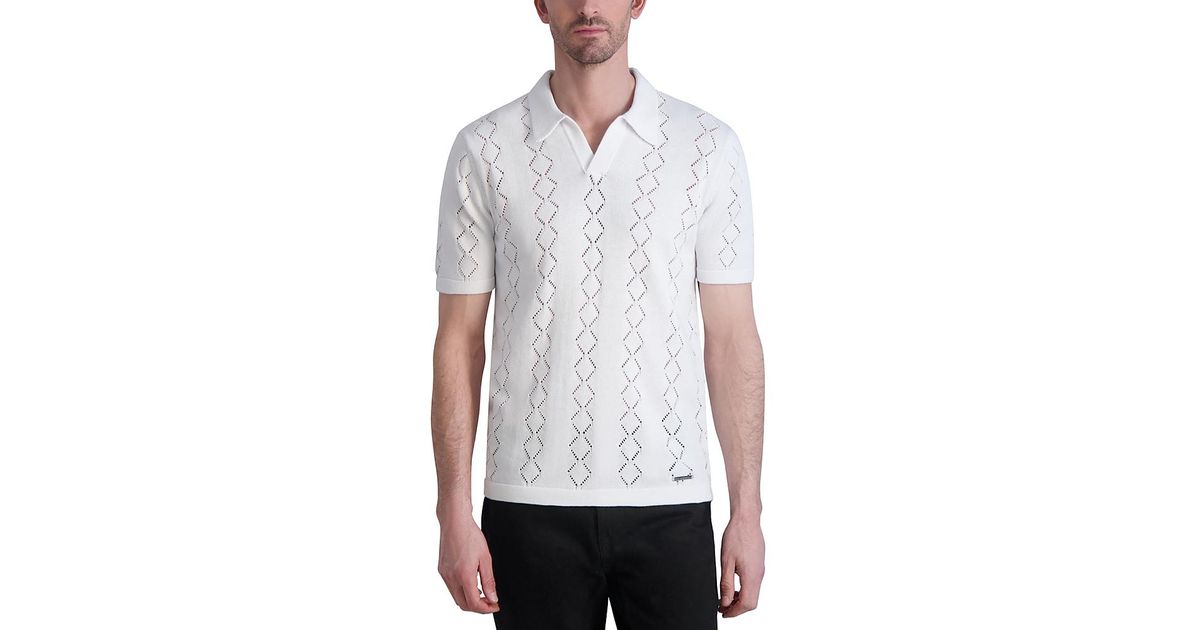 Karl Lagerfeld Karl Lagerfeld Paris Label Cotton Perforated Knit Polo ...
