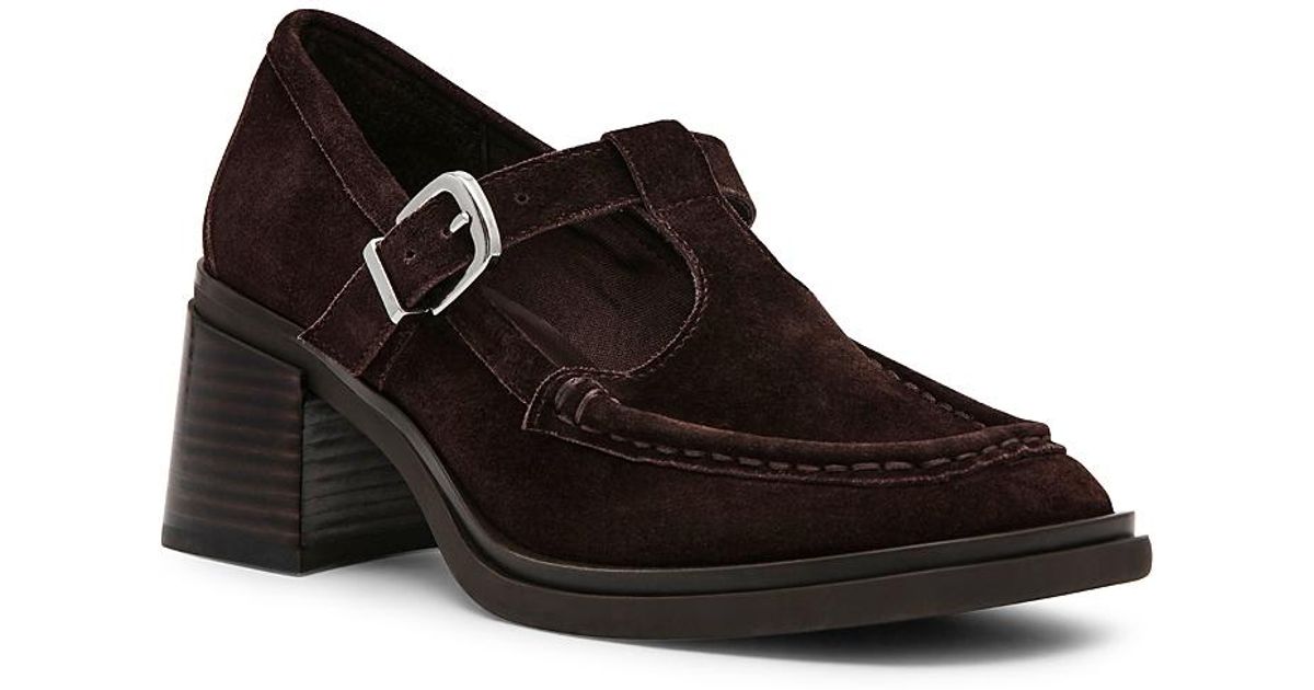 Steve Madden Beverlee Square Toe Block Heel Loafers in Black | Lyst