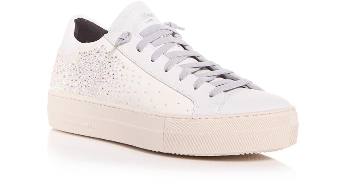 P448 Thea Embellished Platform Low Top Sneakers in White | Lyst