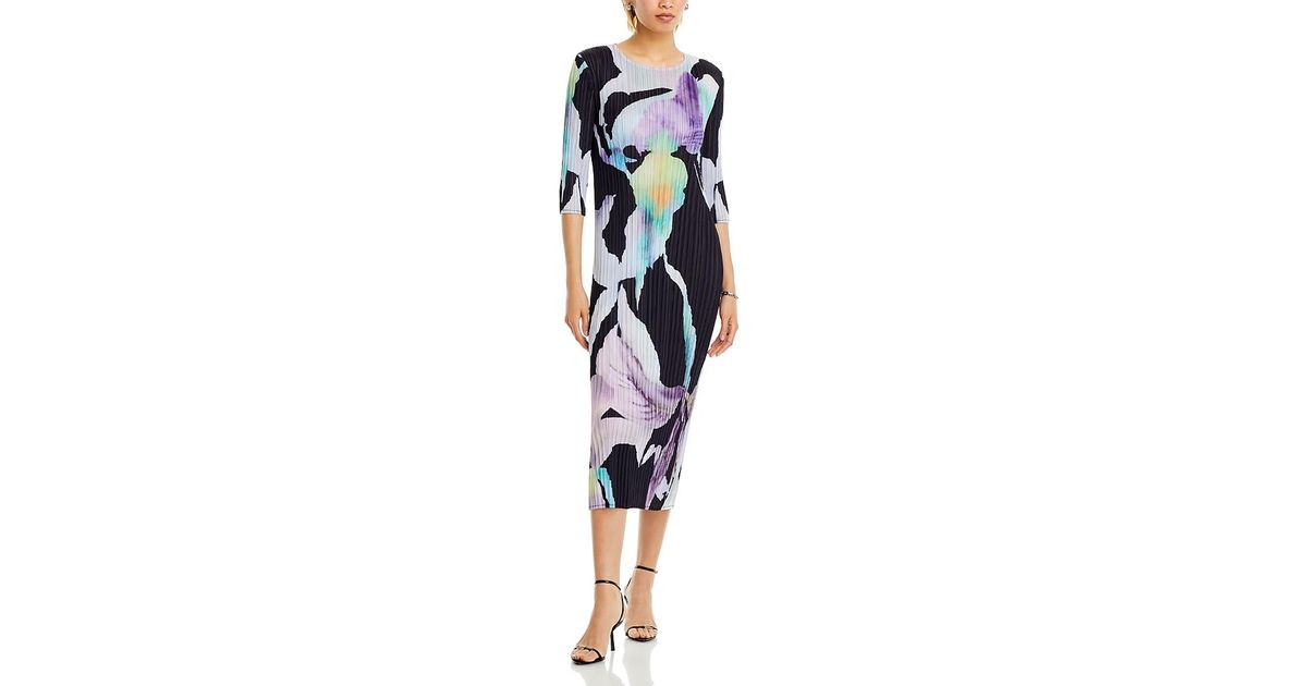 Nancy Yang Crinkled Column Dress in Blue | Lyst