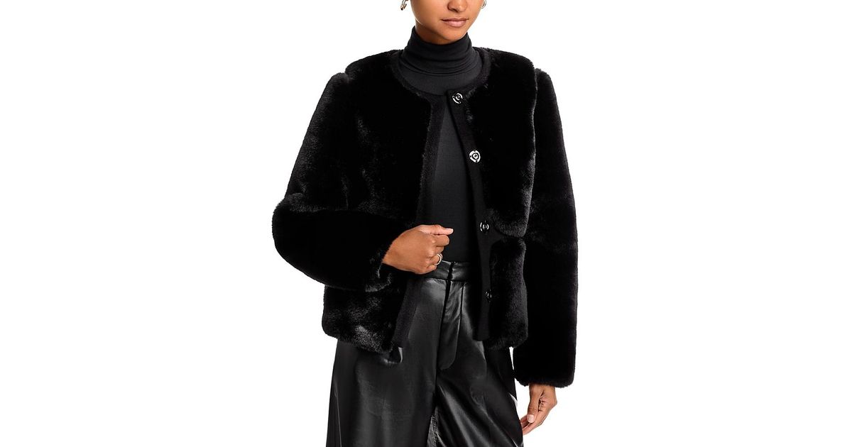 Adrienne Landau Simone Faux Fur Jacket in Black | Lyst