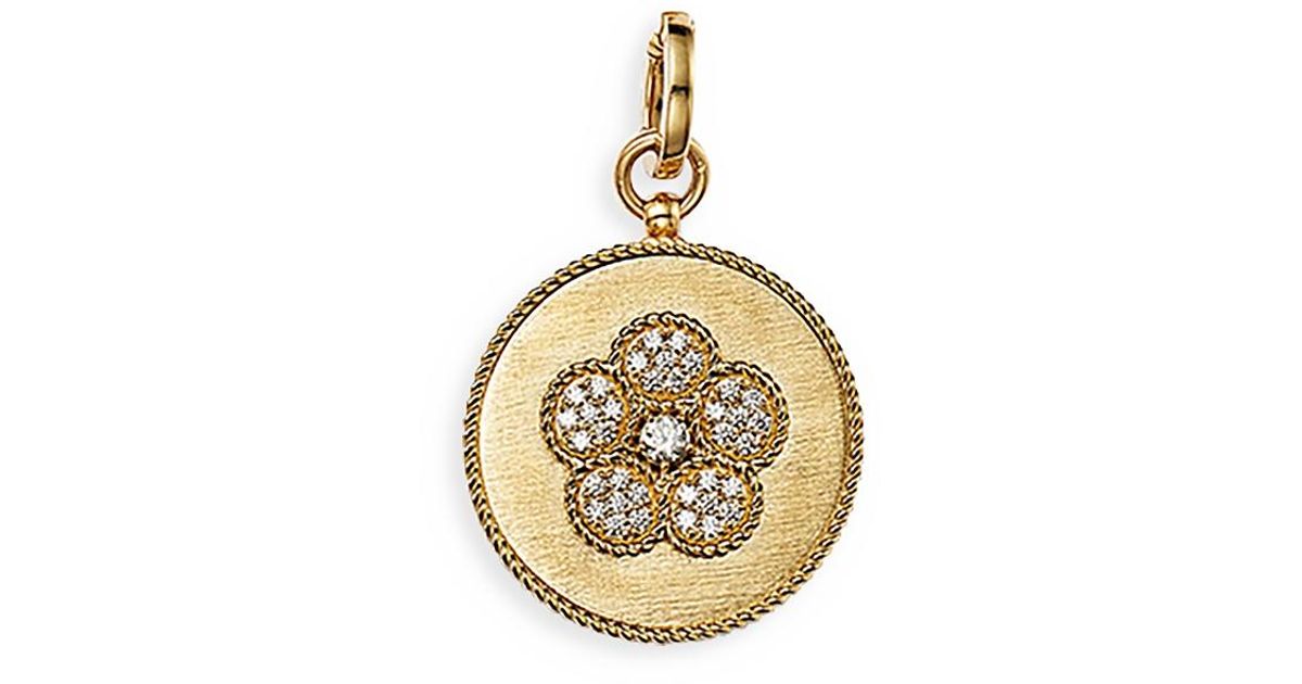 Roberto Coin 18K Daisy Diamond Flower Medallion Pendant in Metallic | Lyst