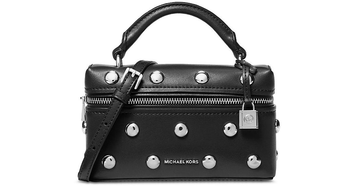 Michael Kors Jana Mini Studded Leather Top Handle Crossbody in Black | Lyst