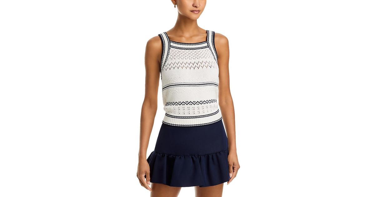 Aqua Pointelle Crochet Tank Top in Blue | Lyst UK