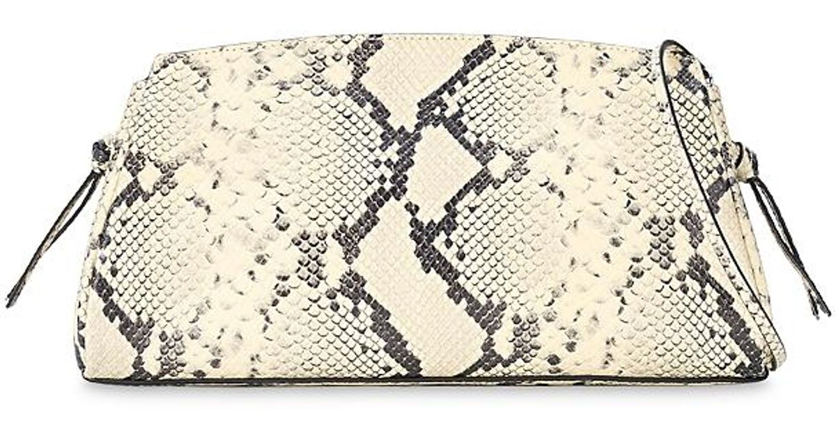 STAUD Maude Snake Embossed Leather Convertible Crossbody Clutch in ...