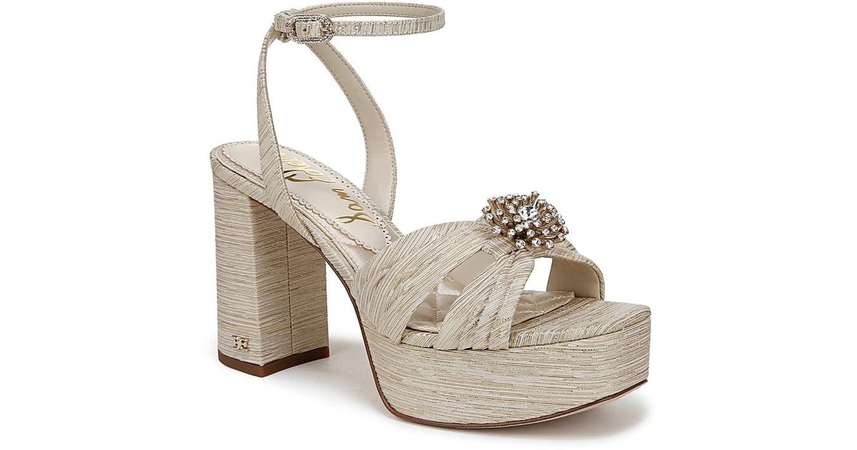 Sam Edelman Janelle Square Toe Crystal Flower High Heel Platform ...