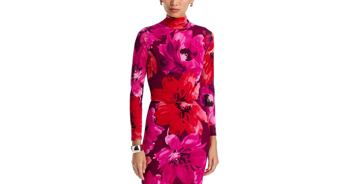 Aqua Mesh Turtleneck in Red | Lyst