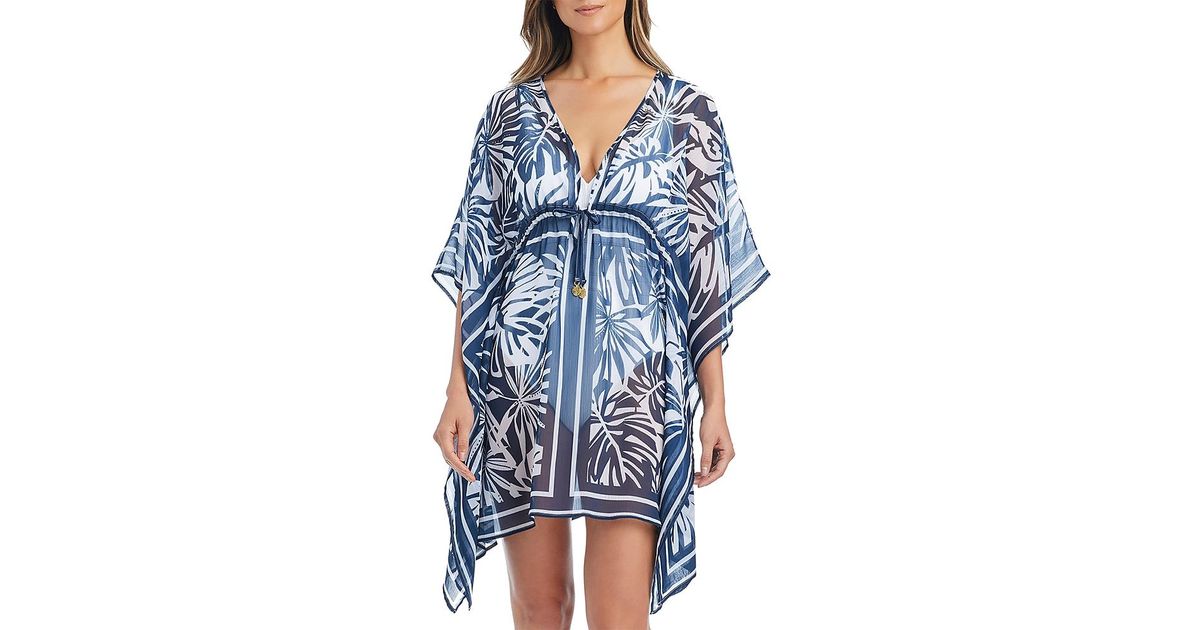 Bleu Rod Beattie Deep V Cover Up Caftan in Blue | Lyst