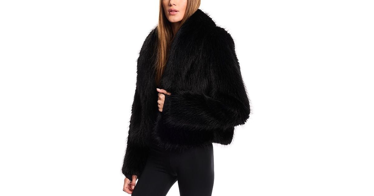 Sam. Vanessa Faux Fur Cropped Coat in Black | Lyst