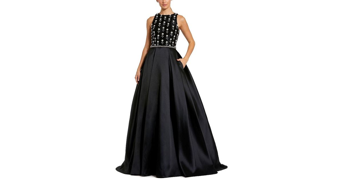 Mac Duggal High Neck Sleeveless Beaded Rhinestone Trimmed Waist Ball ...