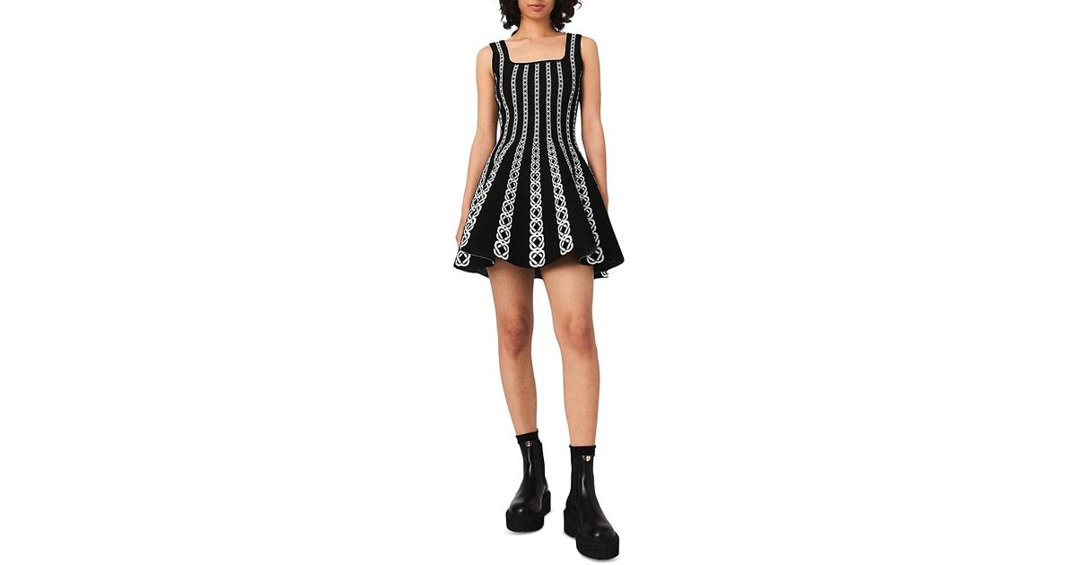 Maje Russel Jacquard Mini Dress in Black | Lyst