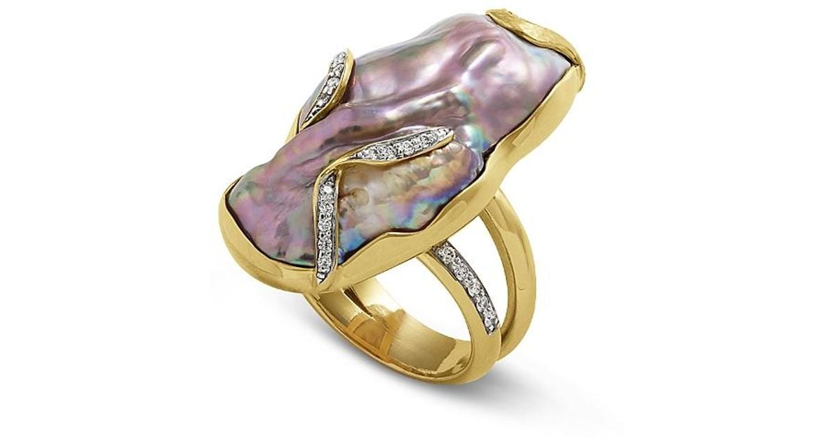 Jorge Adeler 18K Sea Freshwater Pearl & Diamond Statement Ring in White ...