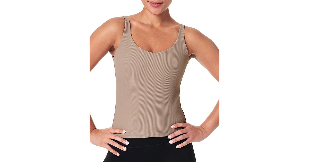 Spanx Contour Rib Shelf Tank in Black | Lyst