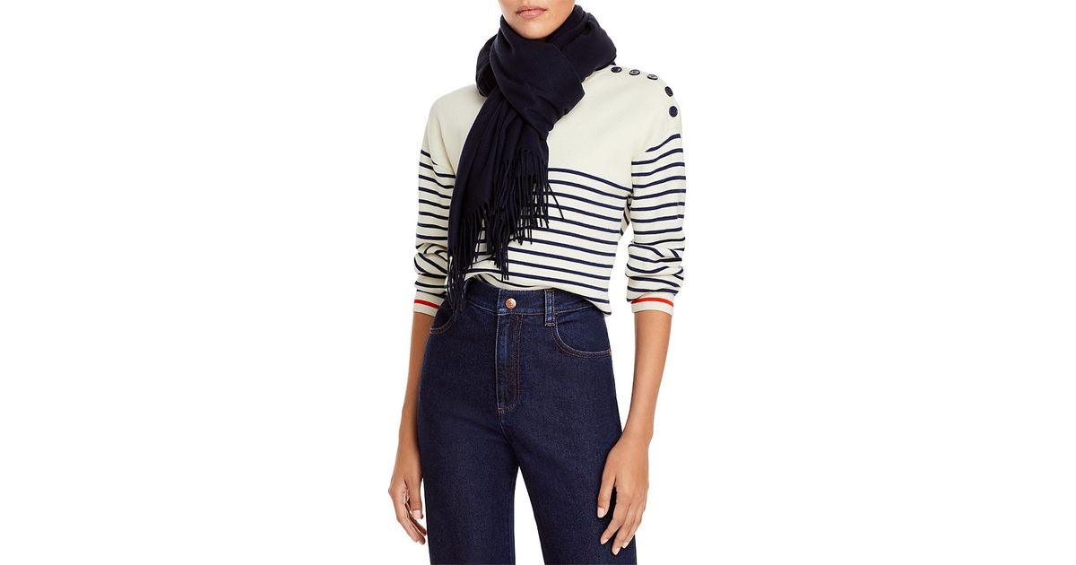 V. Fraas Fraas Fringe Scarf Wrap in Blue | Lyst UK