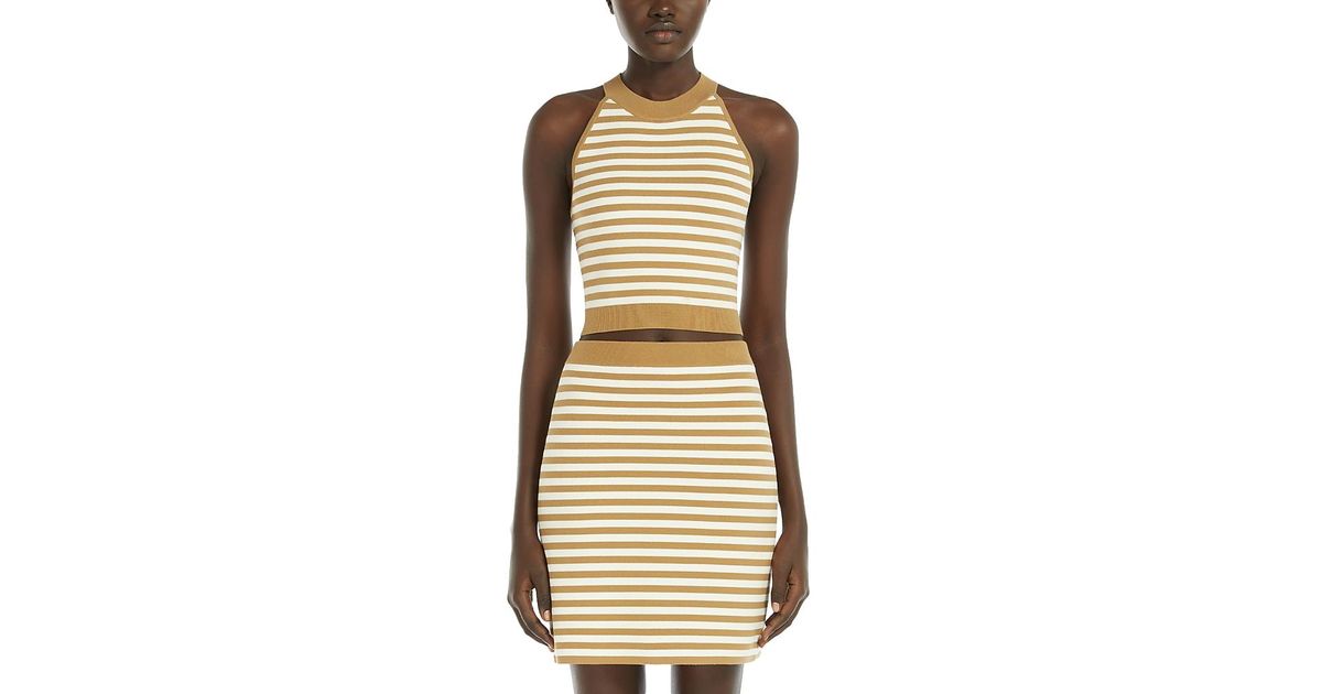 Max Mara Tenna Fit Striped Halter Top in Metallic | Lyst