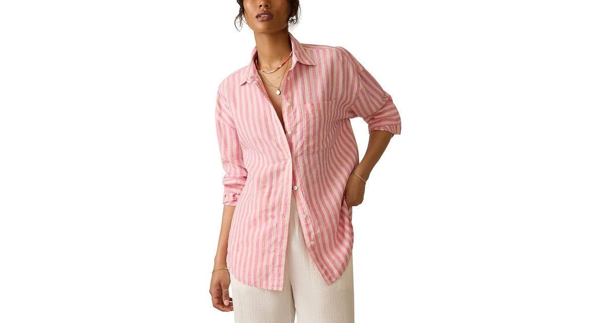 Faherty Laguna Linen Shirt in Pink | Lyst UK