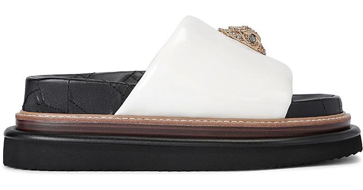 Kurt Geiger Orson Puff Slide Sandals in White | Lyst