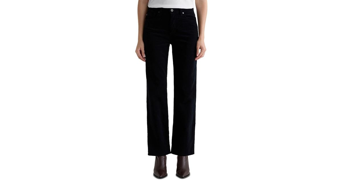 AG Jeans Brinley Mid Rise Straight Corduroy Jeans in Black | Lyst