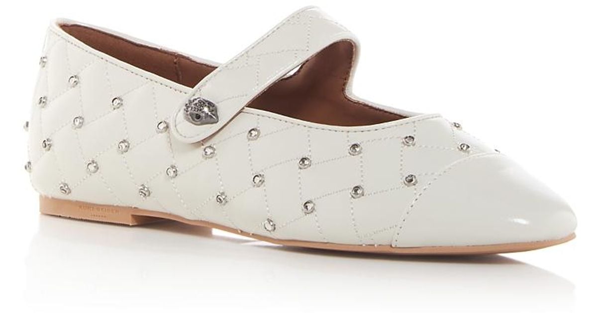 Kurt Geiger Orbit Embellished Mary Jane Flats in White | Lyst