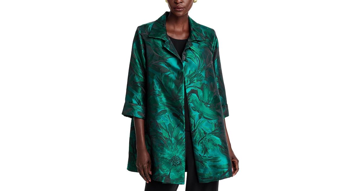 Caroline Rose Botanical Jacquard A Line Jacket in Green | Lyst