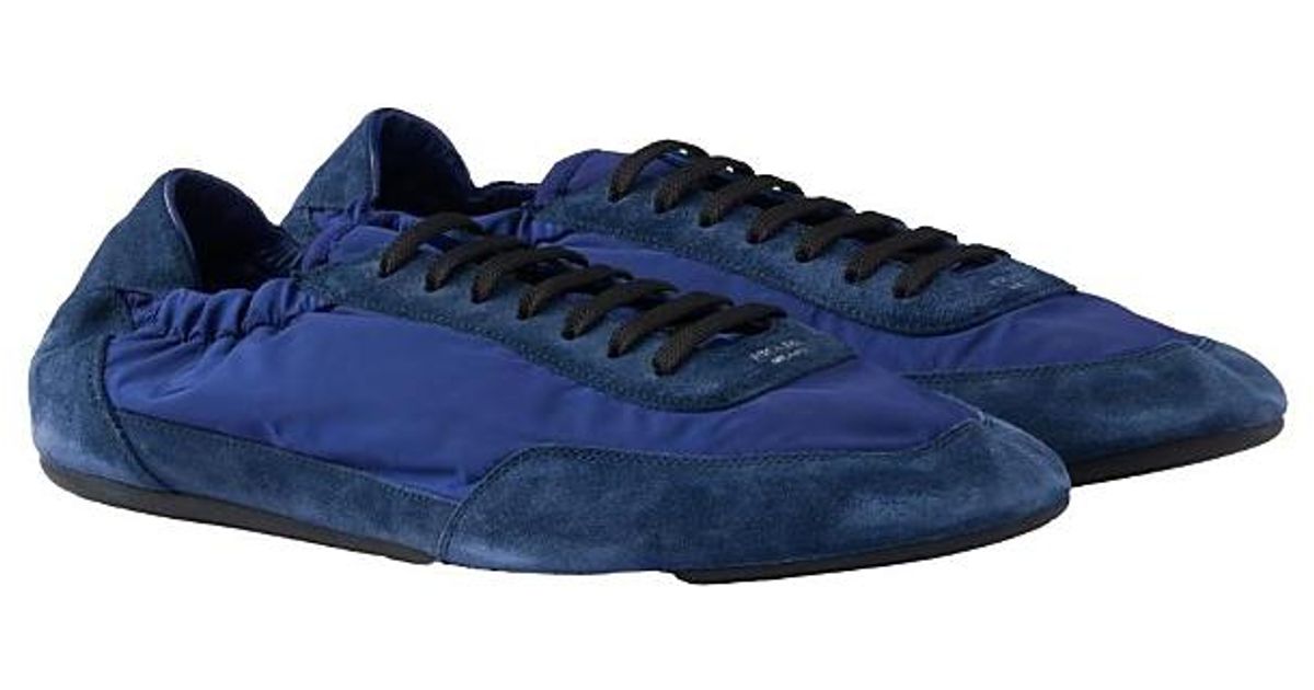 Prada Collapse Re-Nylon And Suede Elasticized Sneakers in Blue for Men ...