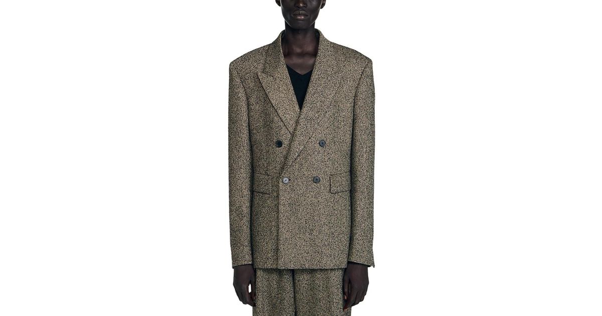 Sandro Tweed Suit Classic Fit Jacket in Gray for Men | Lyst