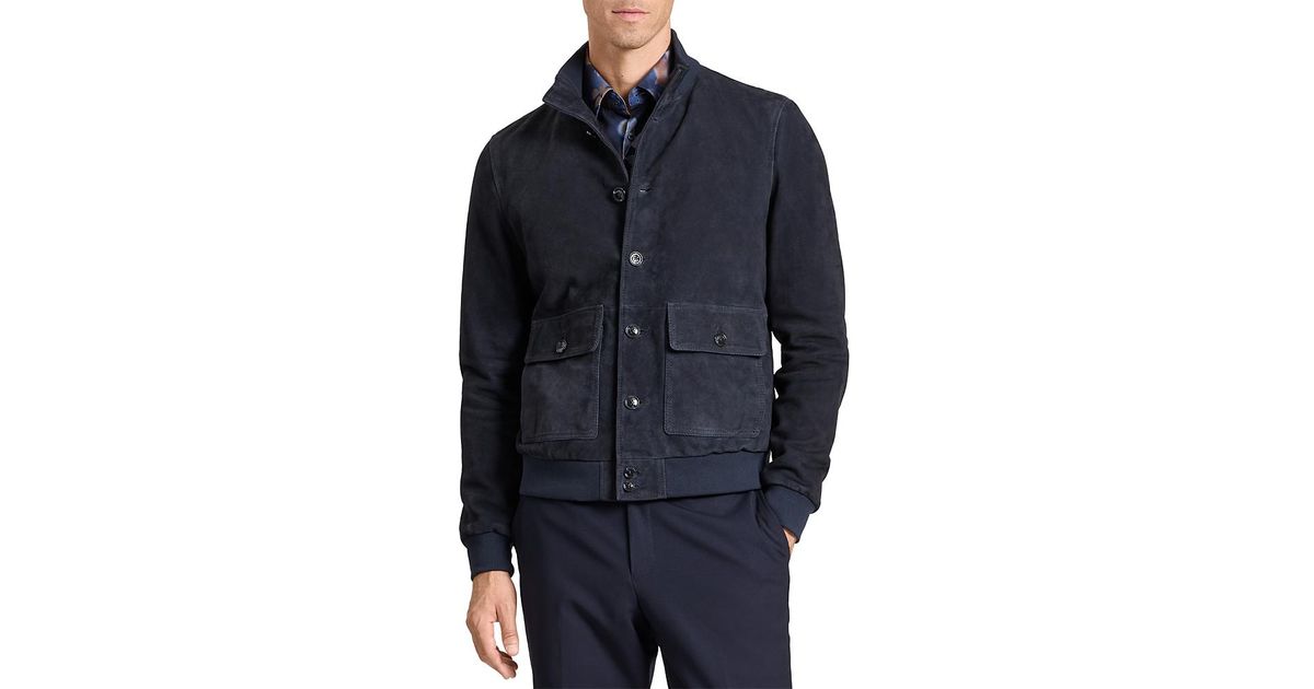 Ted Baker Weir Suede Bomber Jacket in Blue for Men | Lyst